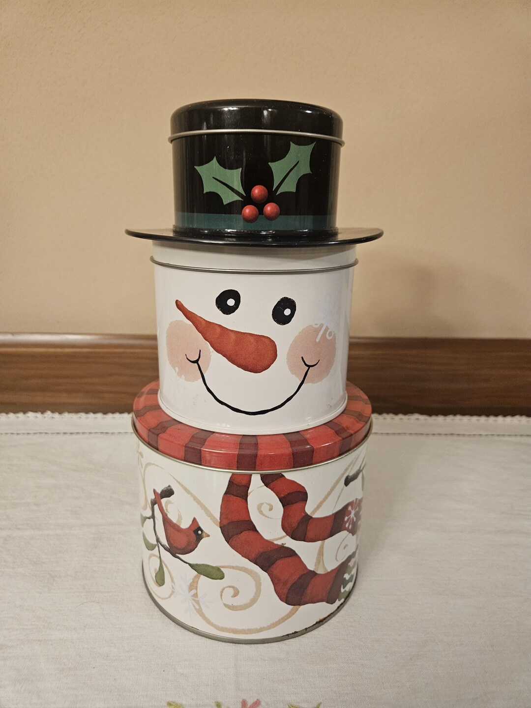 Holiday 3 Tier Snowman Tin. - Etsy