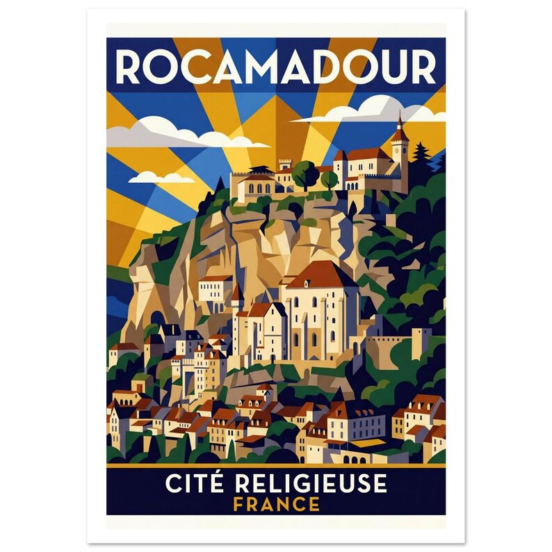 Rocamadour Vintage Poster | French Village Wall Art | Art Deco Travel ...