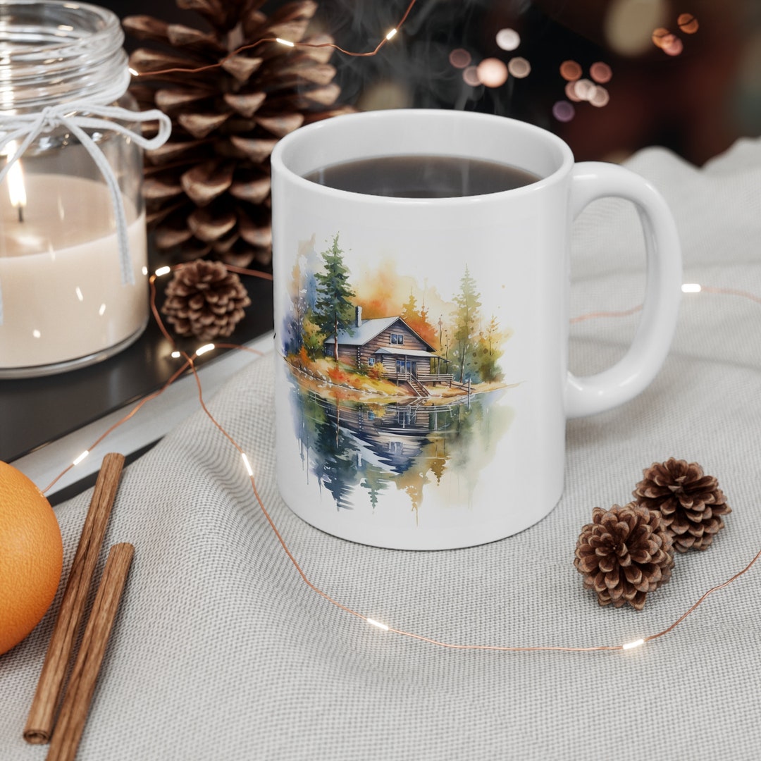 Peaceful Log Cabin Coffee Mugs Ceramic Mug 11oz for - Etsy