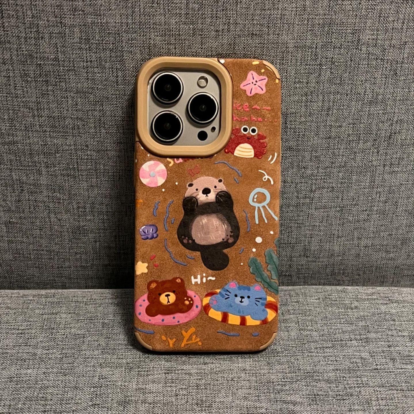 Custom Super Cute Cartoon Design iPhone Case, Brown Otter Phone Cases ...
