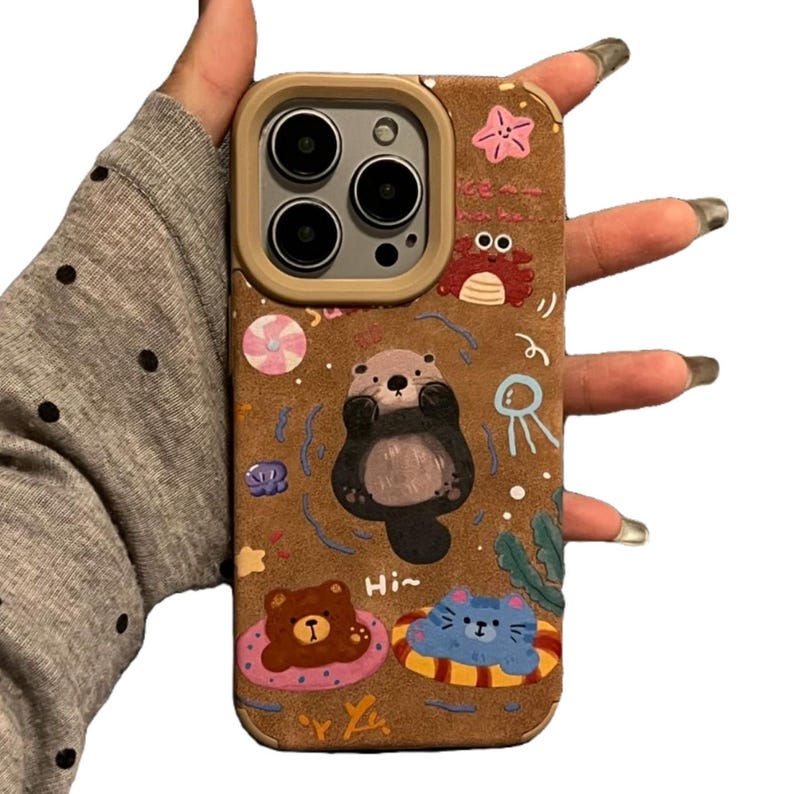 Custom Super Cute Cartoon Design iPhone Case, Brown Otter Phone Cases ...