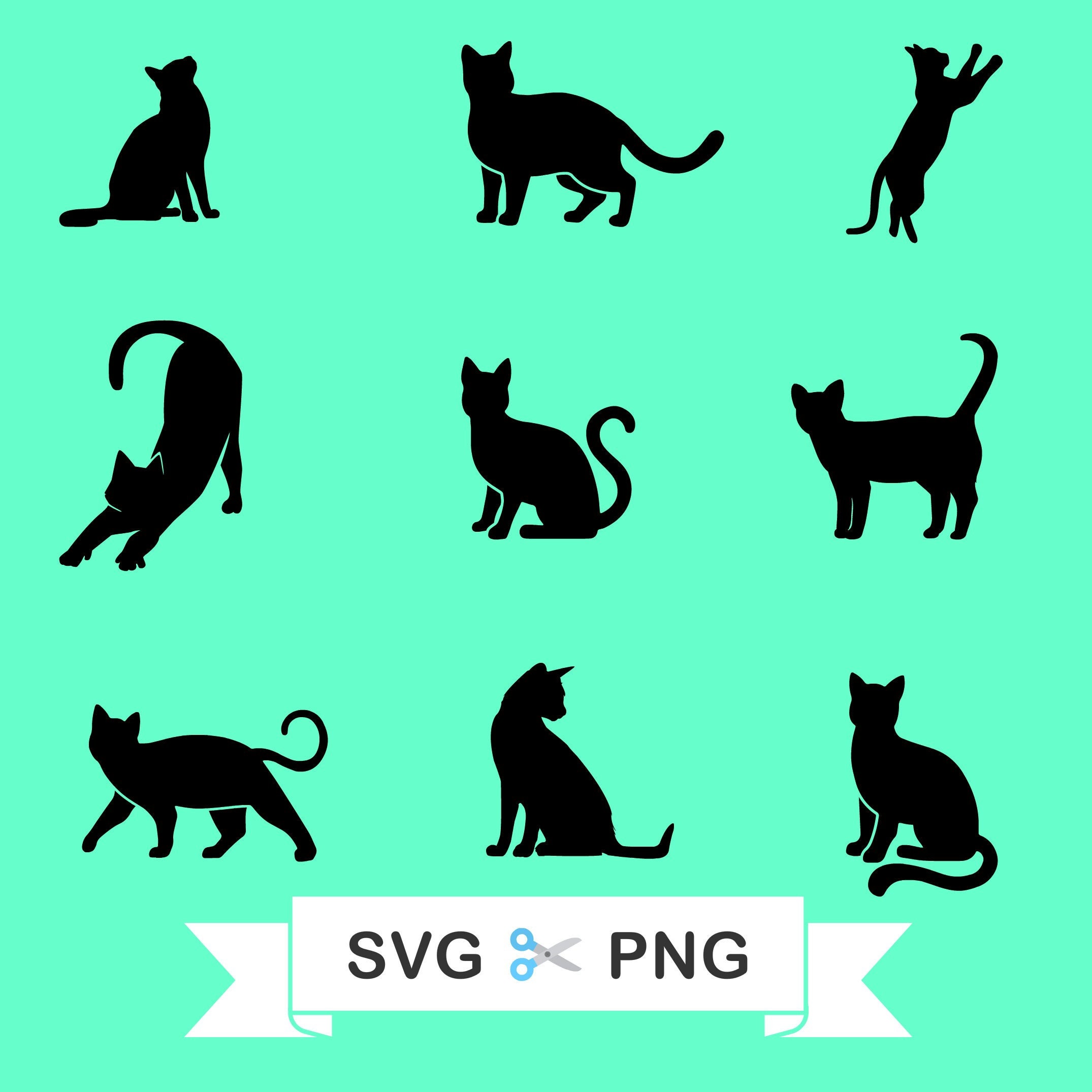 Cats SVG Png | Cats Silhouette | Cats Bundle SVG | Cats Cut File | Cats ...