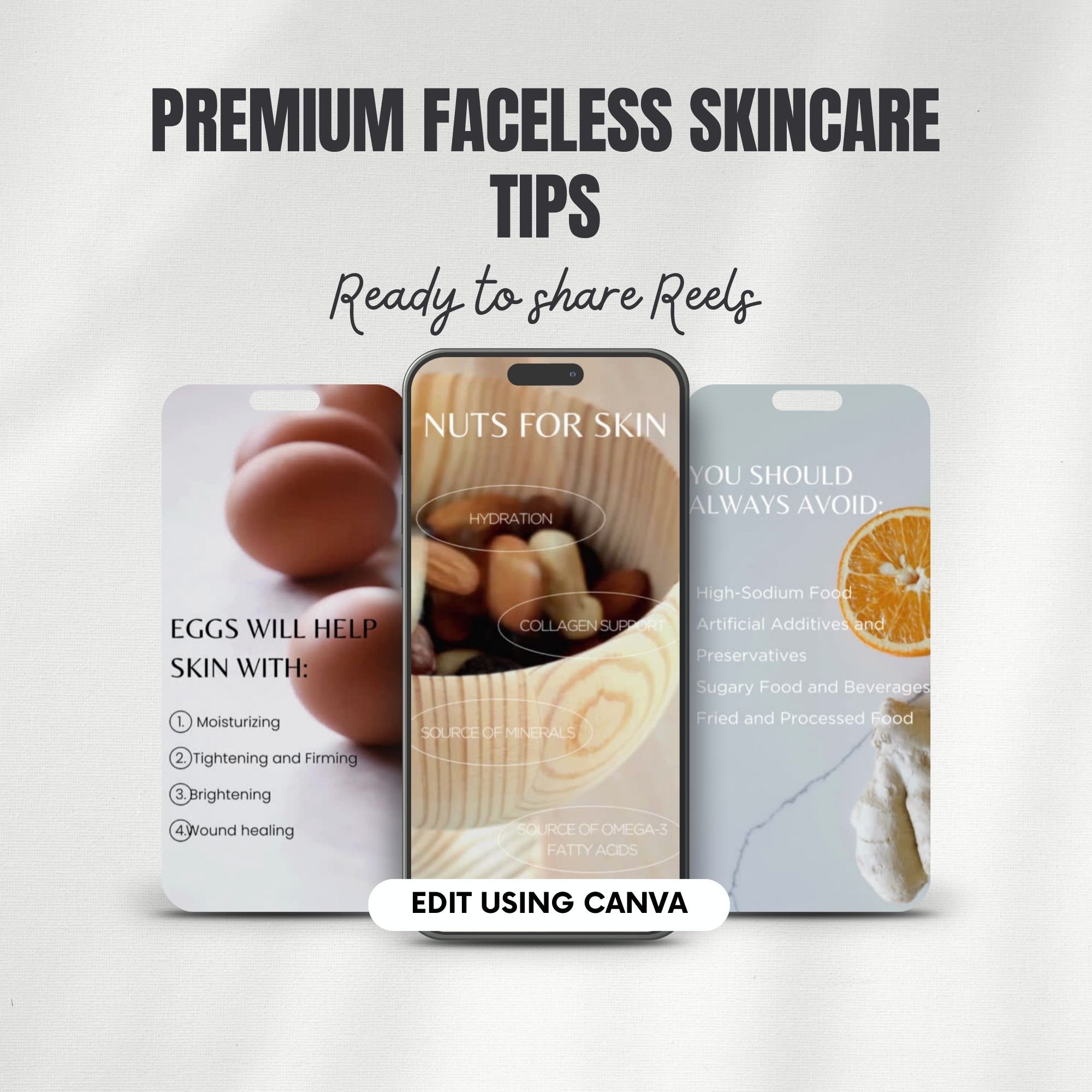 Skincare Instagram Reels Template, Natural Skincare, Nutrition Guide ...