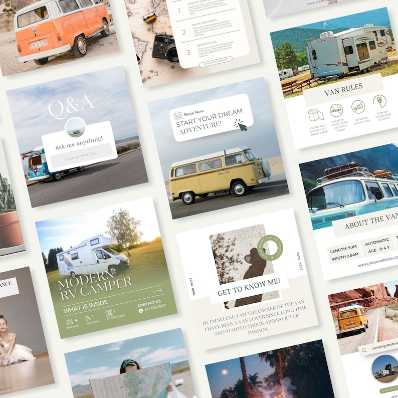 RV Rental Instagram Template, Camping Van Business Social Media ...