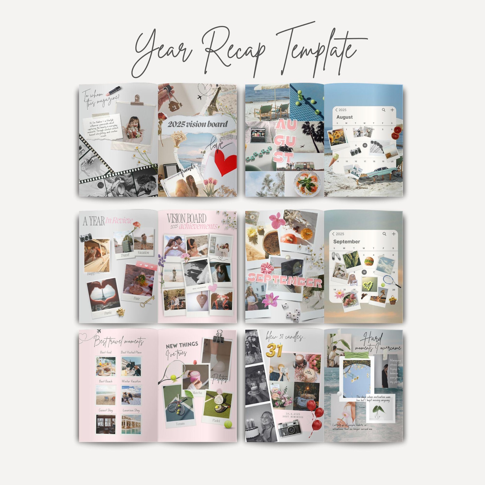 2025 Year in Review Magazine Template, Yearly Reflection Journal, Year ...
