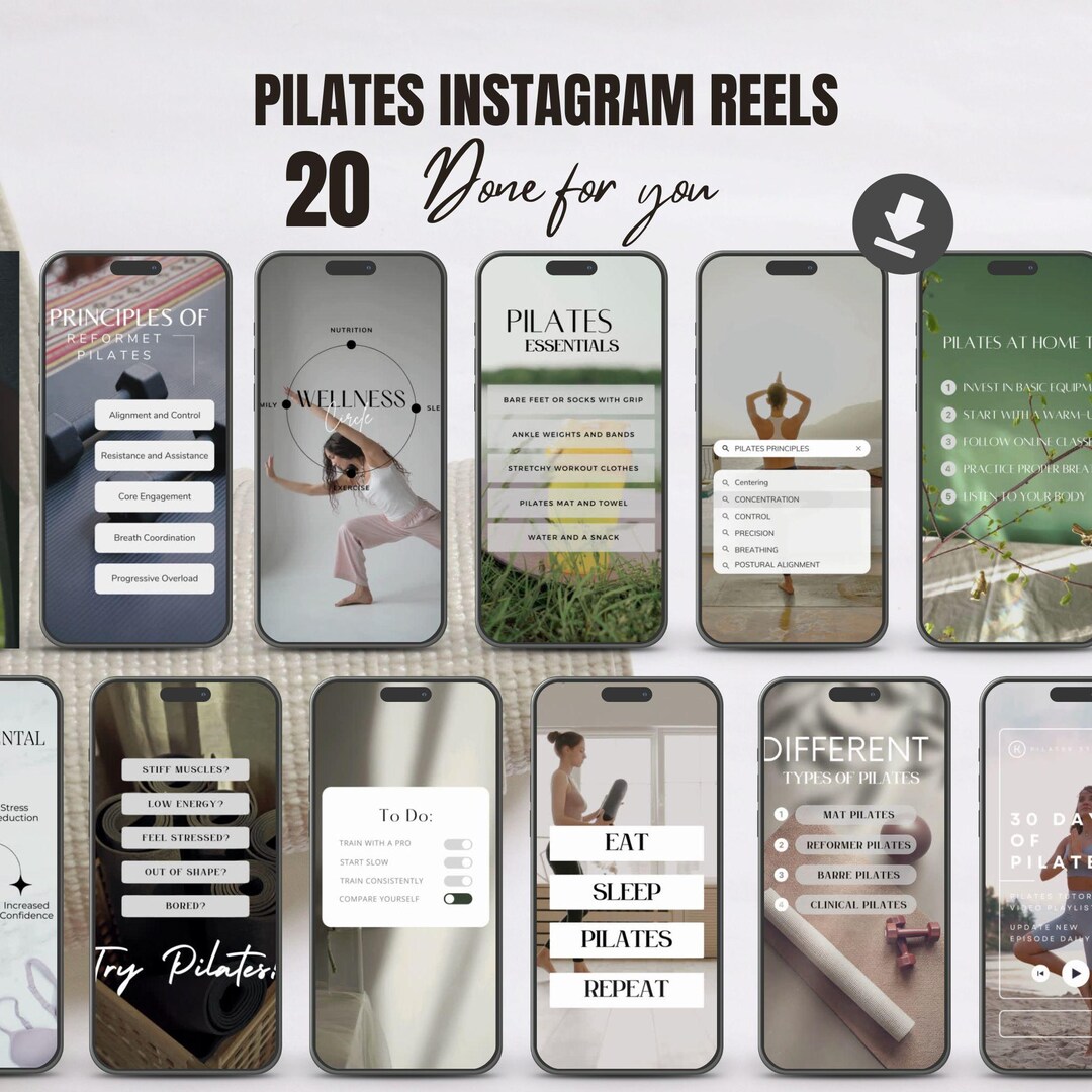 Pilates Instagram Reels Template, Fitness IG Post Content, Personal ...