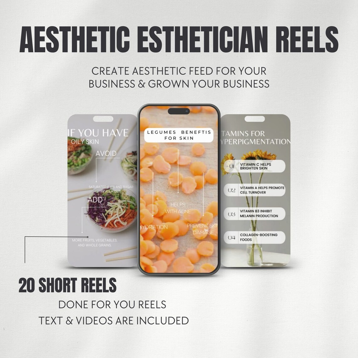 Skincare Nutrition Instagram Reels Template, Esthetician Beauty IG Post ...