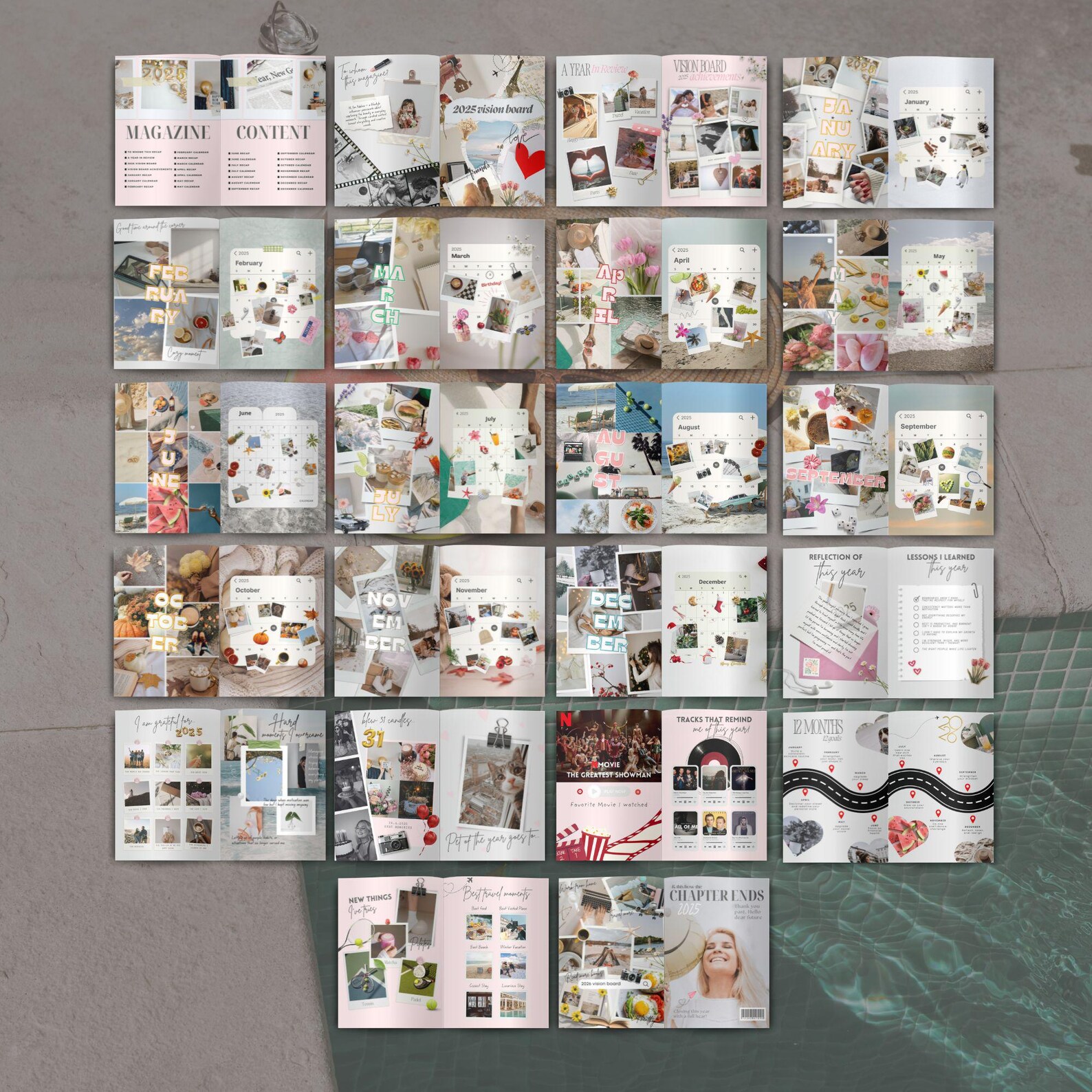 2025 Year in Review Magazine Template, Yearly Reflection Journal, Year ...