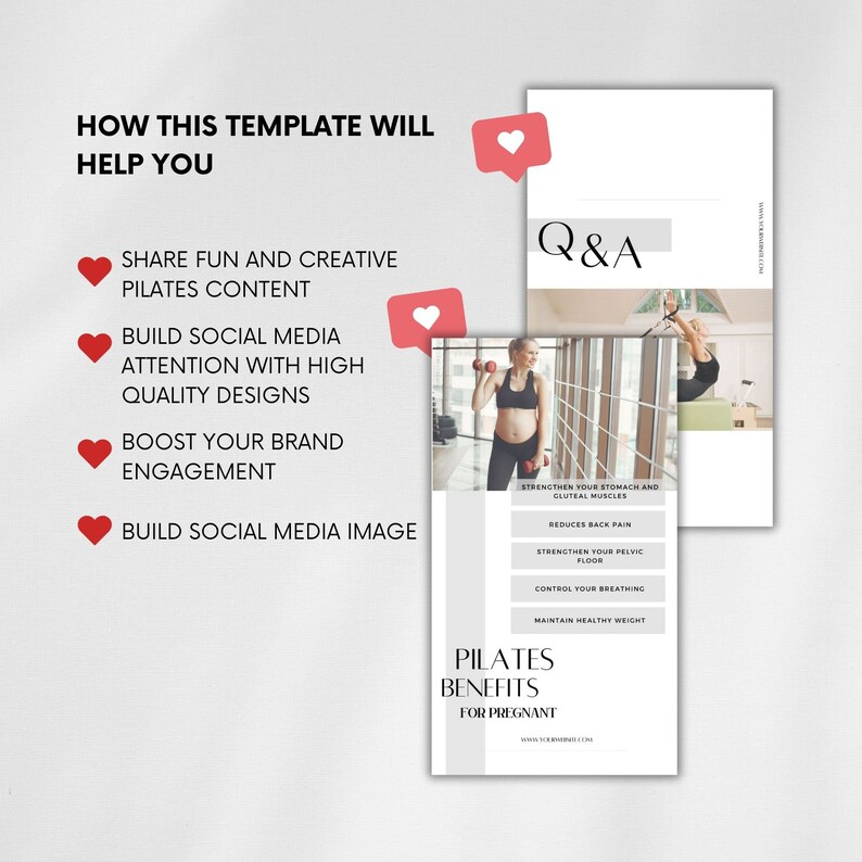 Pilates Instagram Post Template, Fitness Studio Social Media Marketing ...