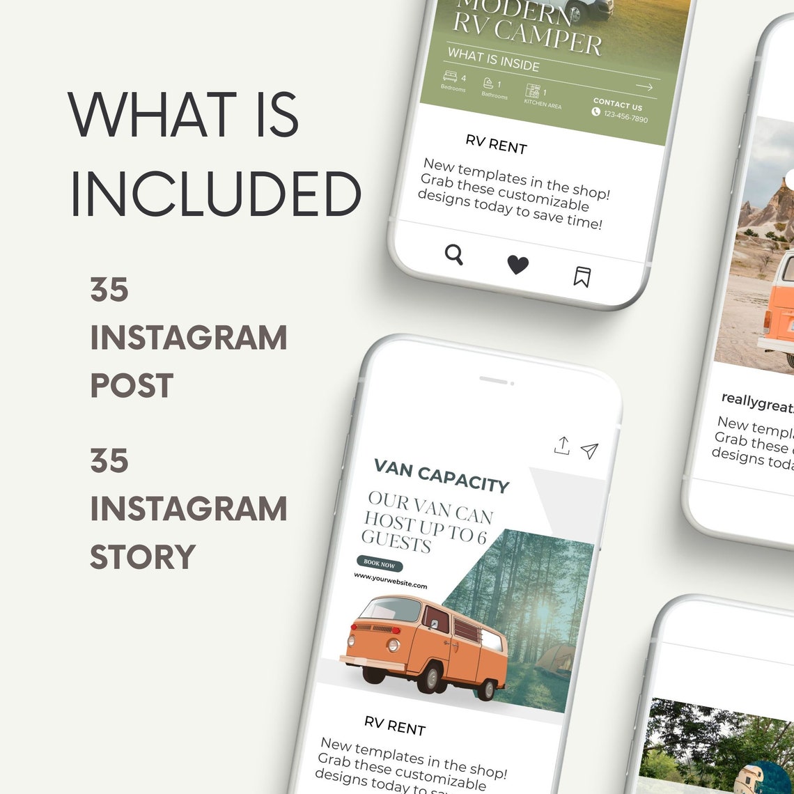 RV Rental Instagram Template, Camping Van Business Social Media ...