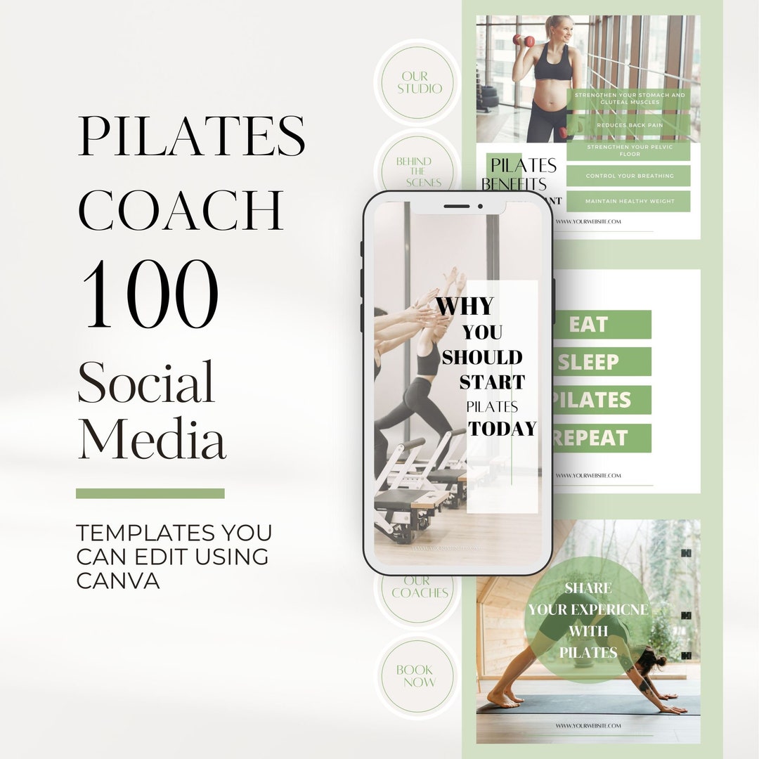 Pilates Coach Instagram Template, Pilates Studio Marketing IG Posts ...