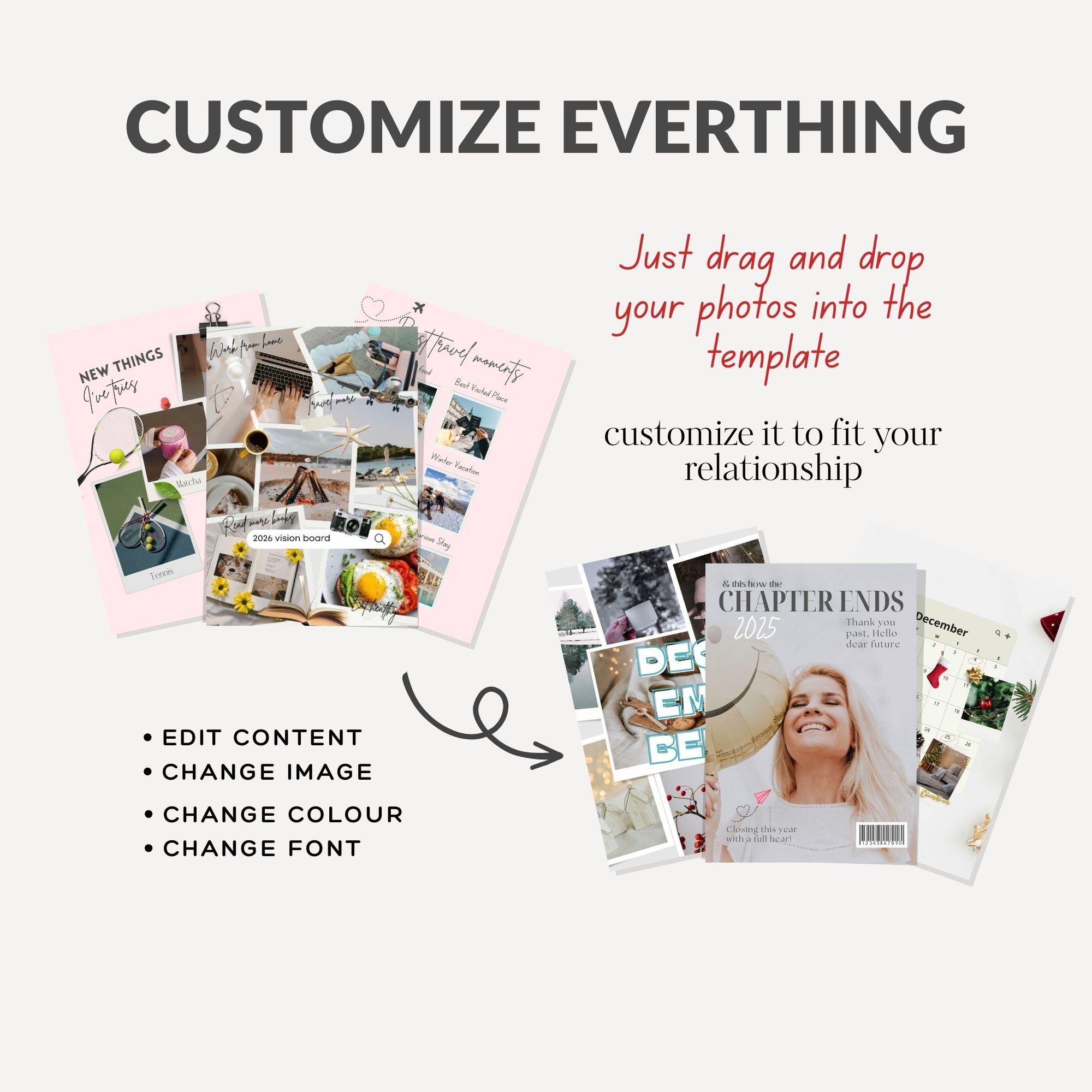 2025 Year in Review Magazine Template, Yearly Reflection Journal, Year ...
