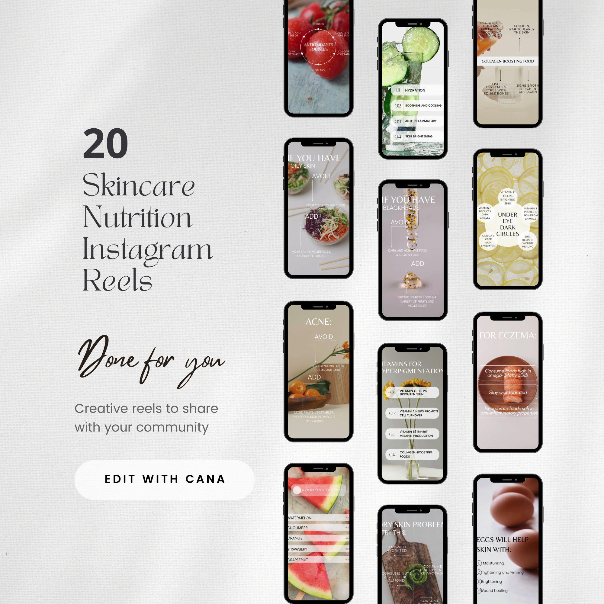 Skincare Instagram Reels Template, Natural Skincare, Nutrition Guide ...