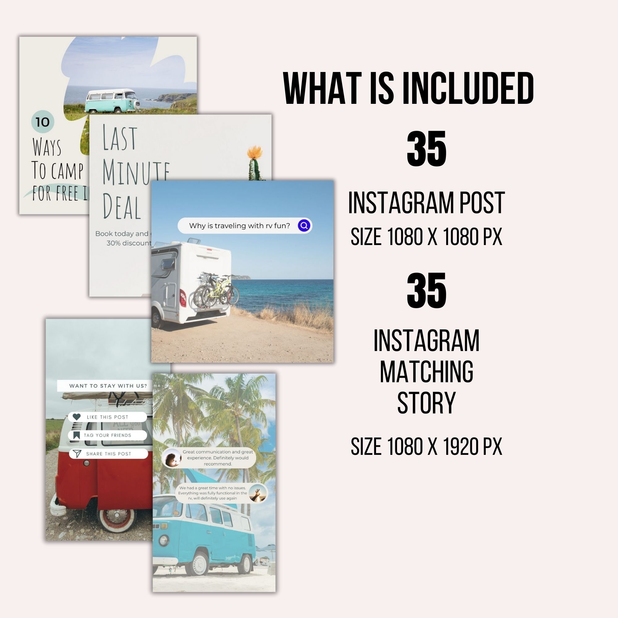 RV Rental Instagram Templates, Camper Van Social Media Marketing - Etsy
