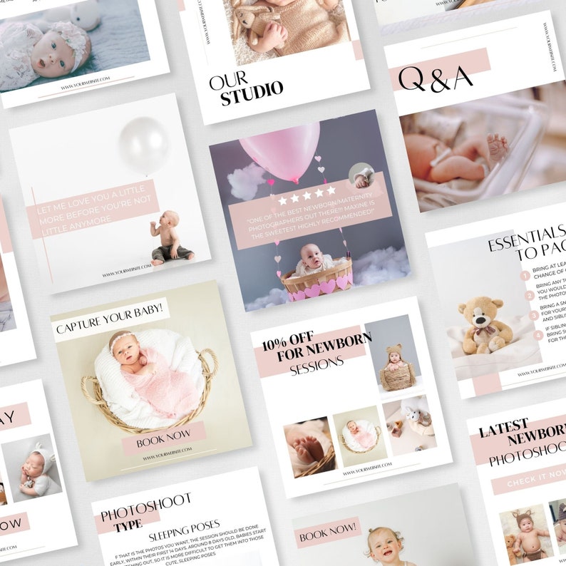 Newborn Photographer Instagram Post Templates, Maternity Photography ...