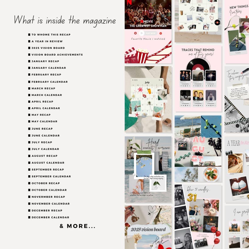 2025 Year in Review Magazine Template, Yearly Reflection Journal, Year ...