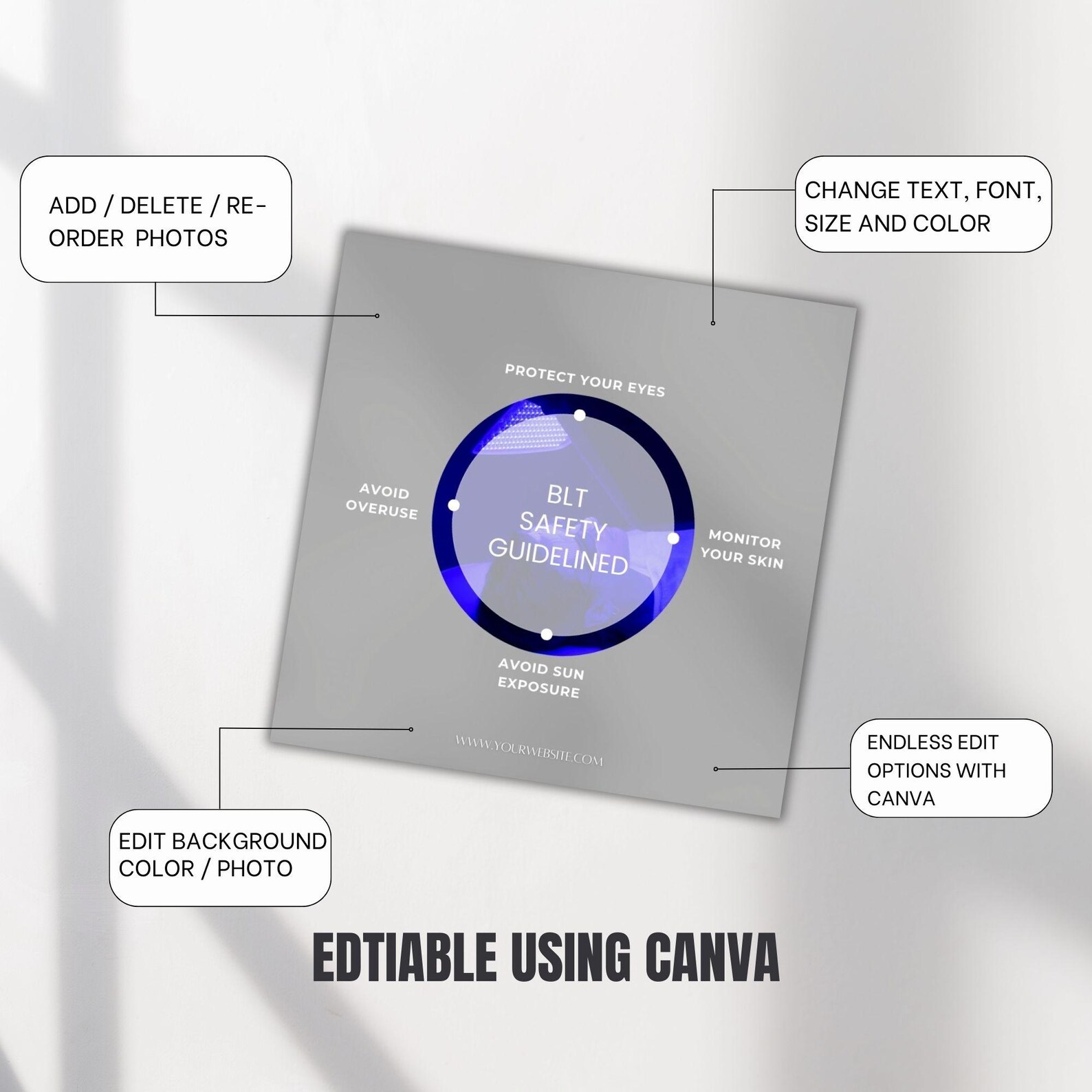 Red Light Therapy Instagram Template, Blue Light Therapy IG Post ...