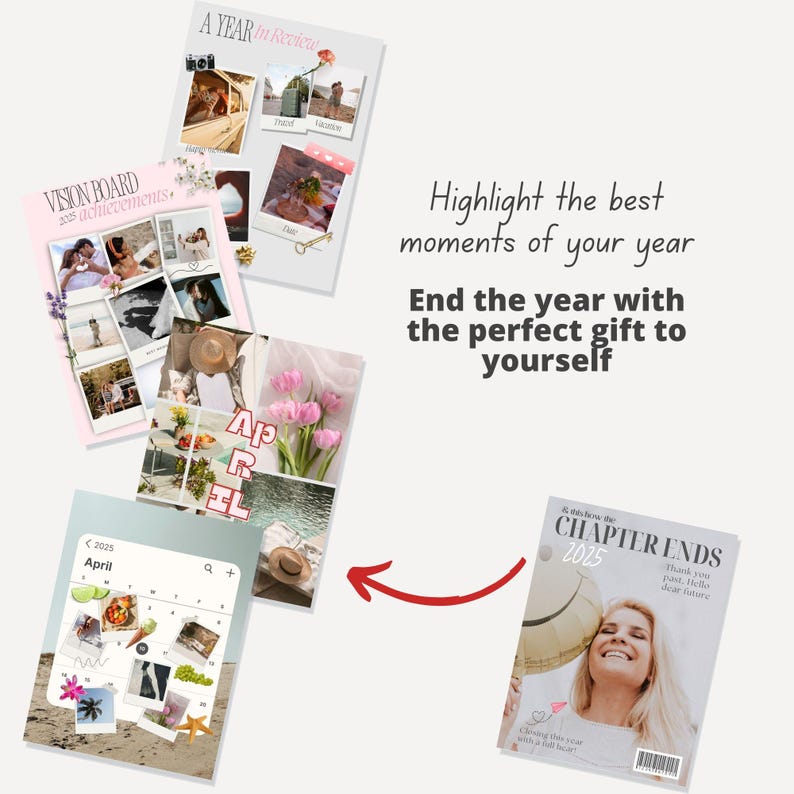 2025 Year in Review Magazine Template, Yearly Reflection Journal, Year ...