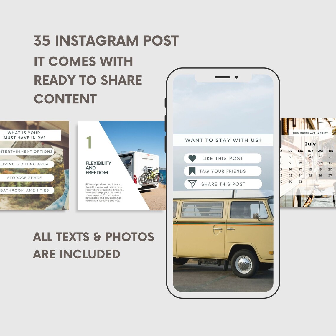 RV Rental Instagram Template, Camping Van Business Social Media ...