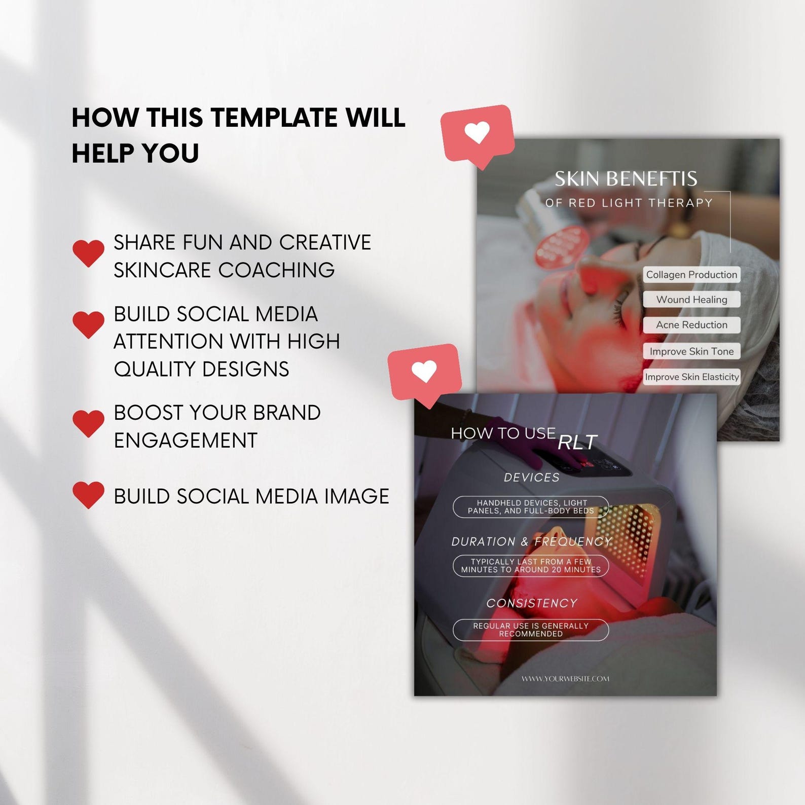 Red Light Therapy Instagram Template, Blue Light Therapy IG Post ...