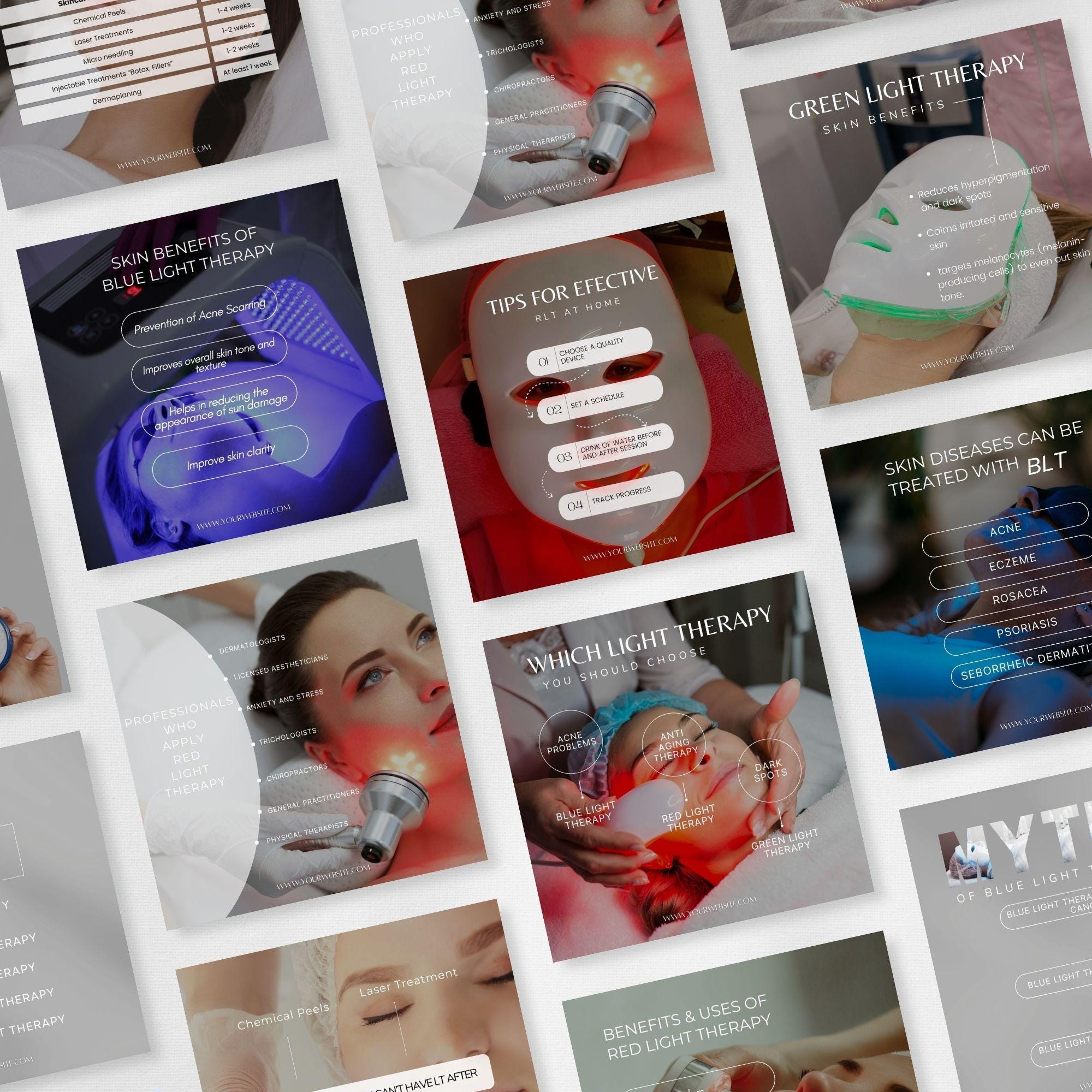 Red Light Therapy Instagram Template, Blue Light Therapy IG Post ...