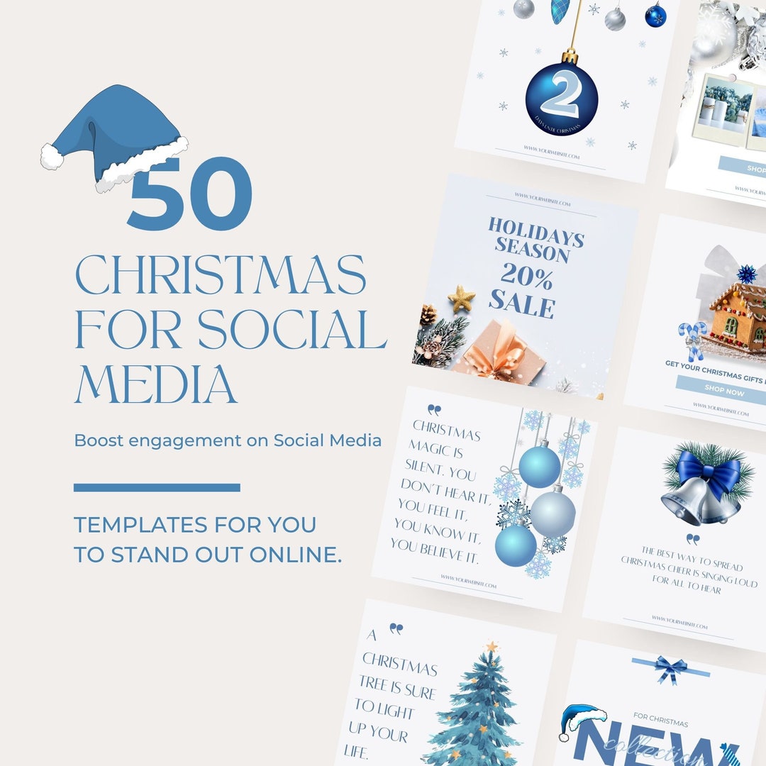 Christmas Social Media Templates, Blue Instagram Theme - Etsy