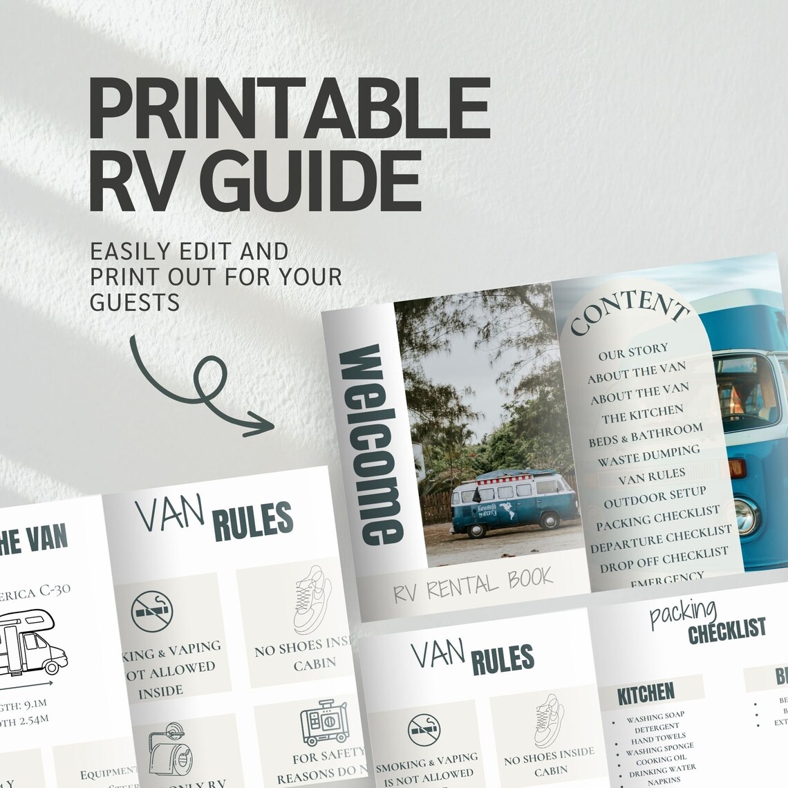 RV Rental Welcome Book Template, Camper Guidebook, Motorhome Rental ...