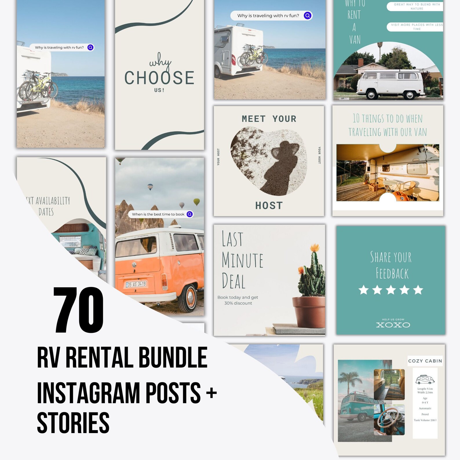 RV Rental Instagram Templates, Camper Van Social Media Marketing - Etsy