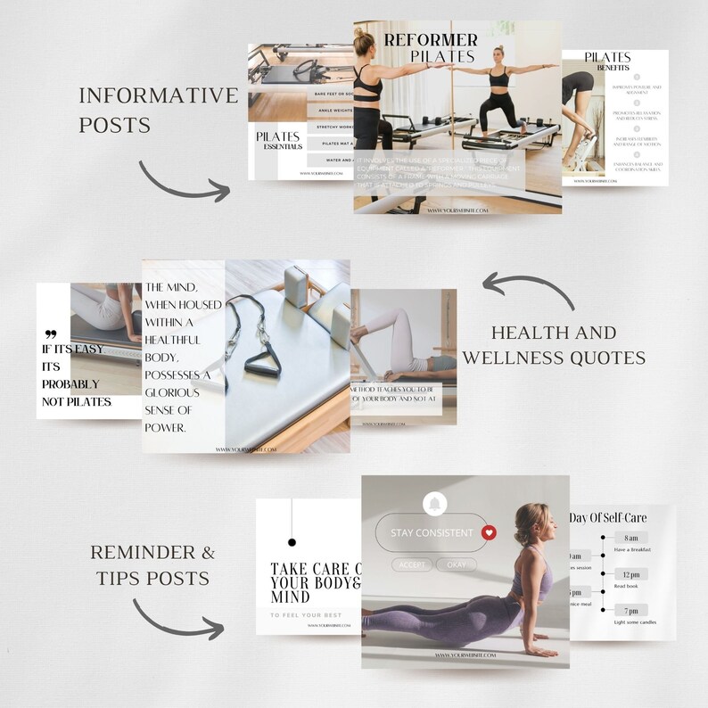 Pilates Instagram Post Template, Fitness Studio Social Media Marketing ...
