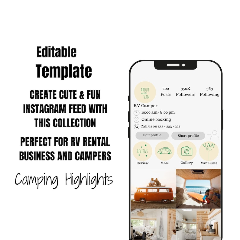 Editable RV Camper Instagram Highlight Covers, Adventure Story Icons ...