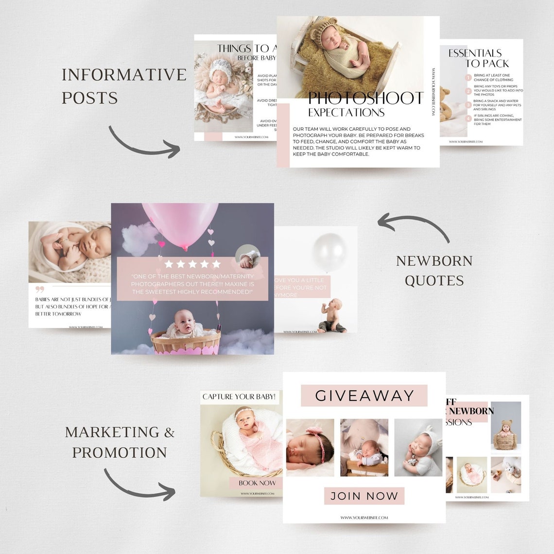 Newborn Photographer Instagram Post Templates, Maternity Photography ...