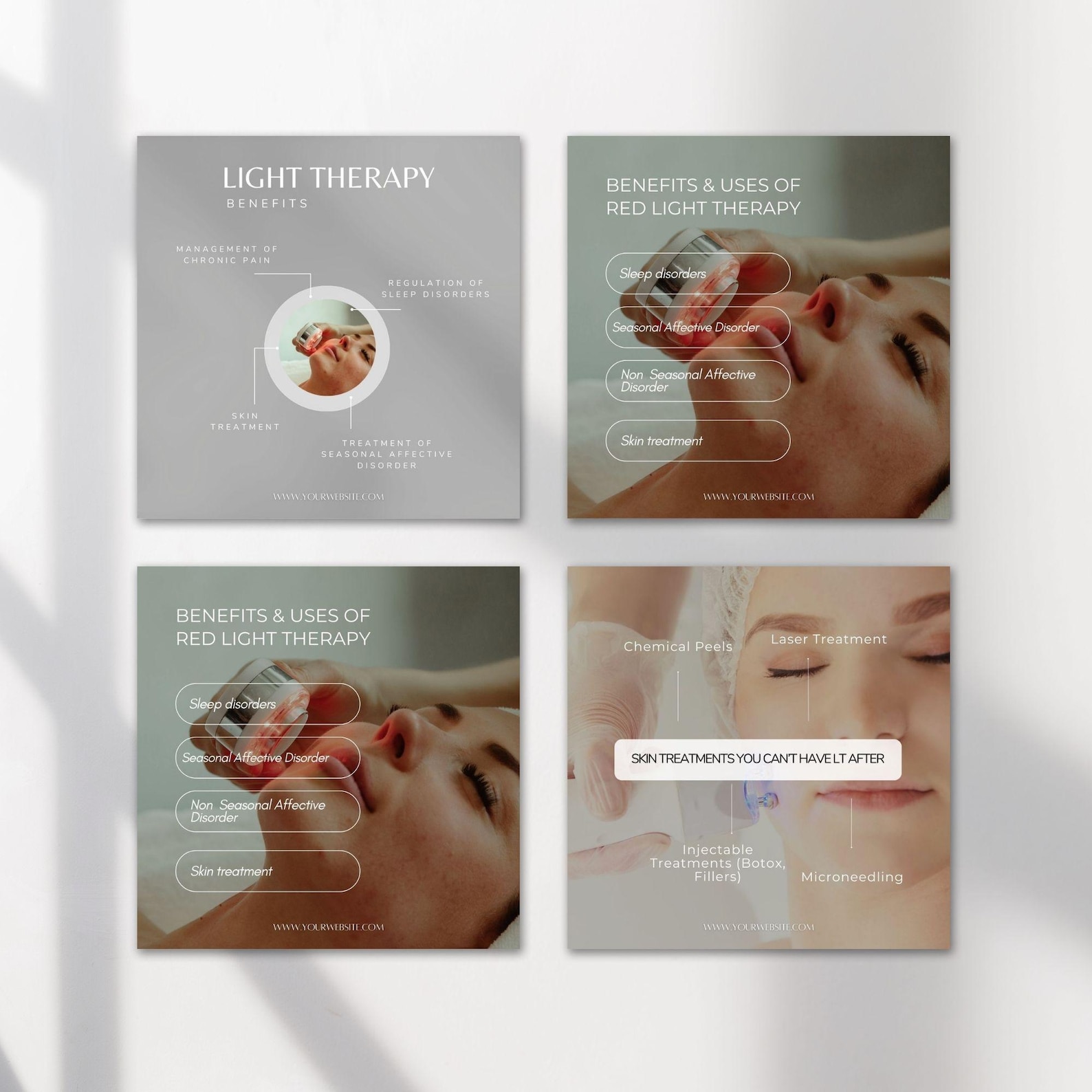 Red Light Therapy Instagram Template, Blue Light Therapy IG Post ...