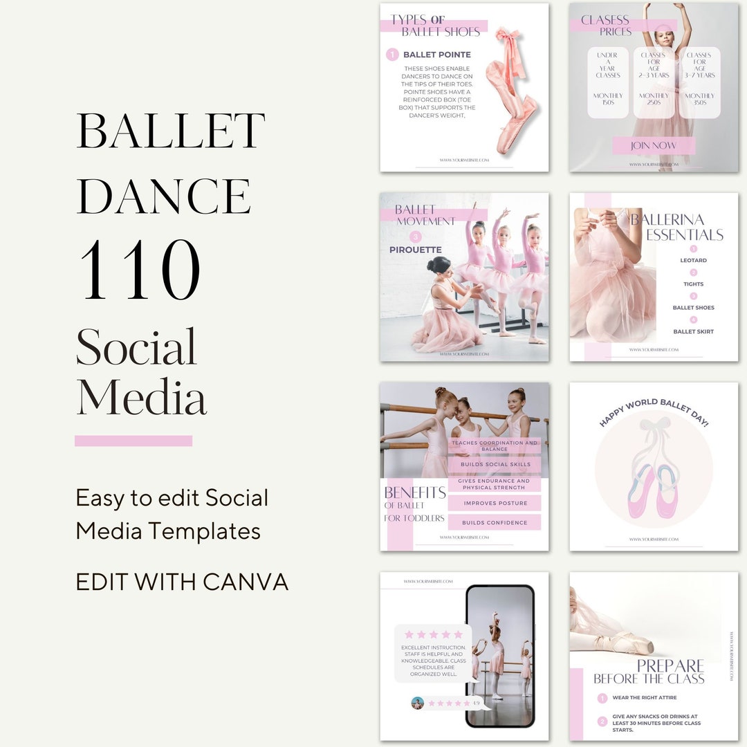 Ballet Instagram Template, Premium Digital Marketing Dancing Content ...