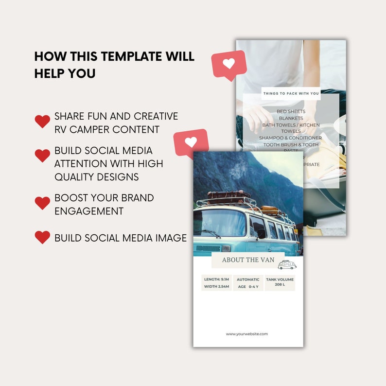 RV Rental Instagram Template, Camping Van Business Social Media ...