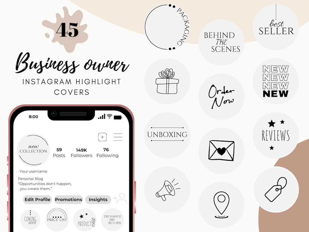 45 Business Instagram Highlight Covers IG Business Highlight - Etsy