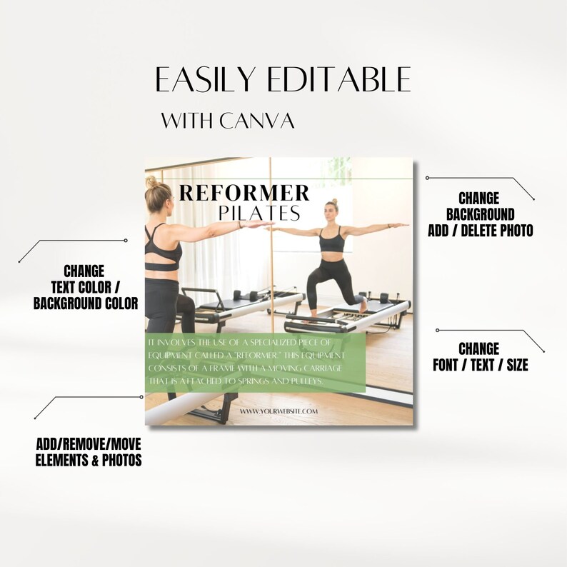 Pilates Instagram Template, Pilates Studio Social Media Marketing ...