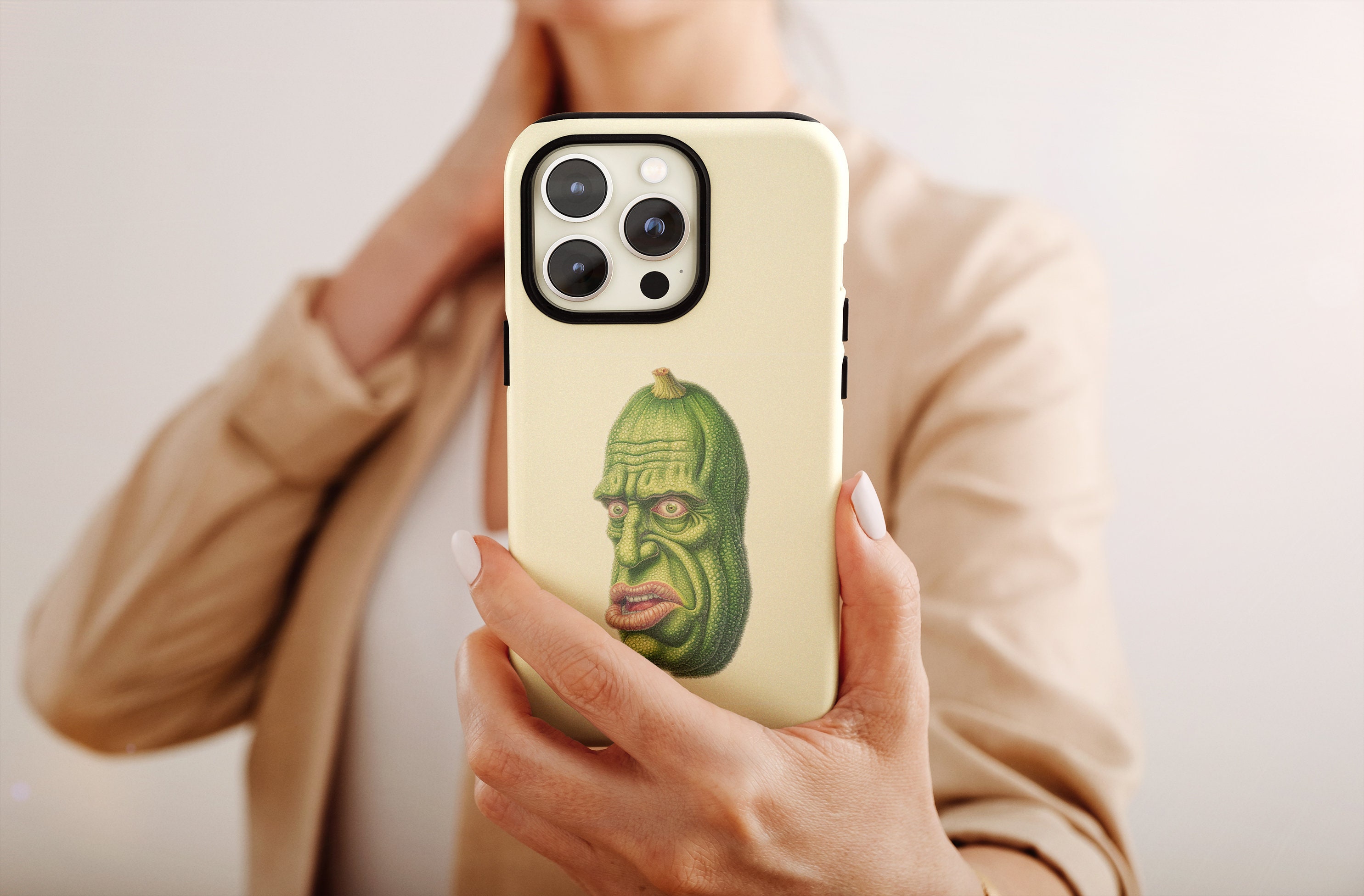 Pickle on a Human Face iPhone Case, Funny Pickle Phone Design, Ugly ...