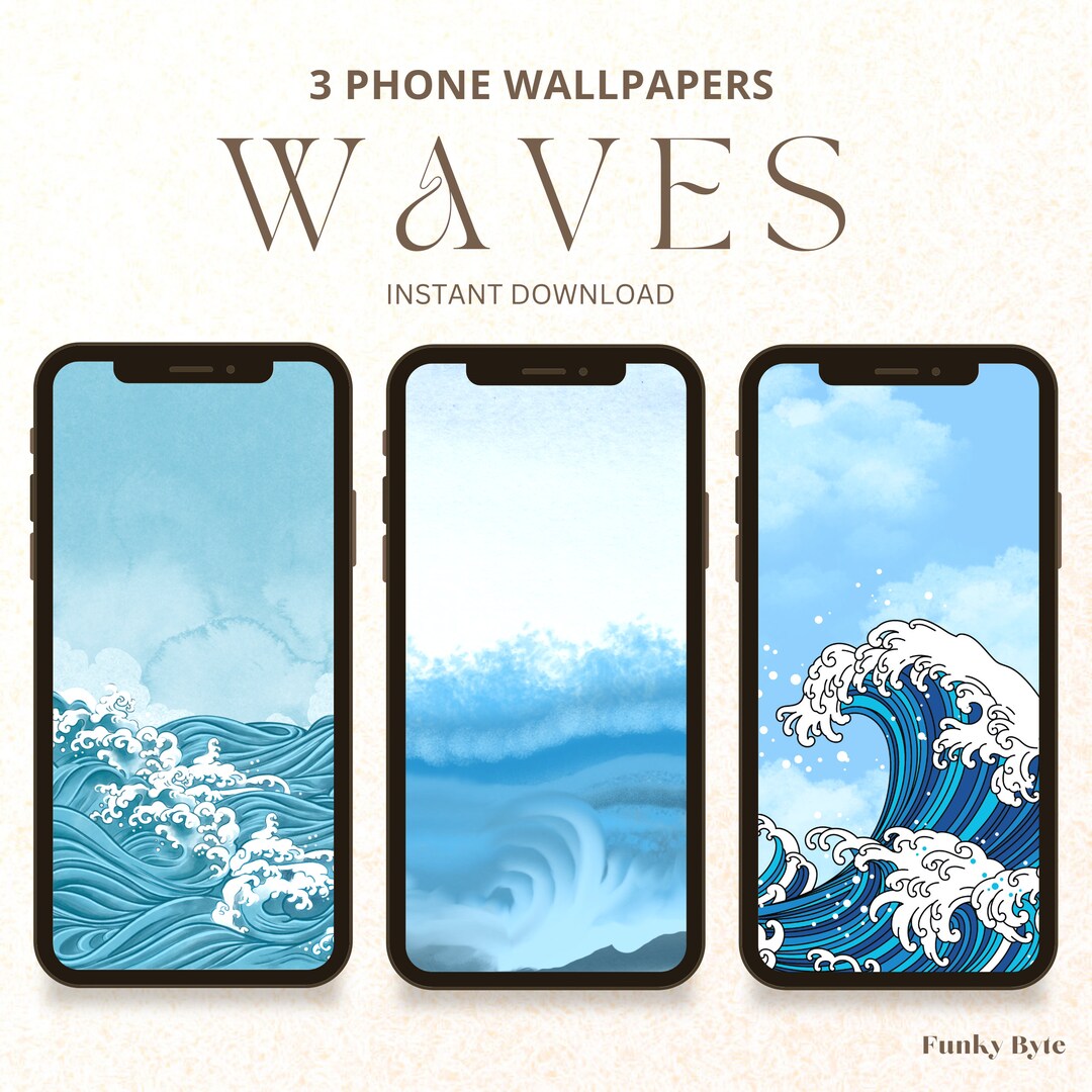 Waves Wallpaper Digital Wallpaper for Iphone Android - Etsy
