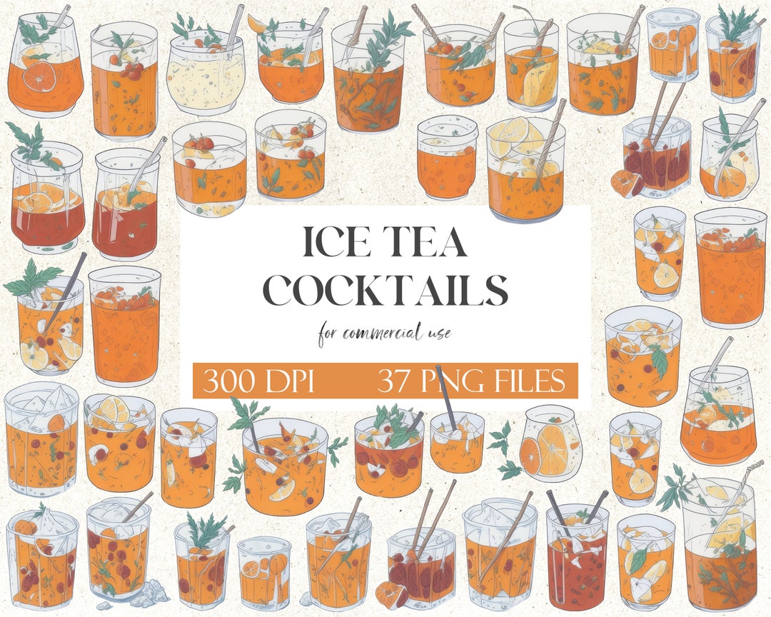 Ice Tea Cocktails Drawings Clipart Pack | Refreshing Cold Drinks ...