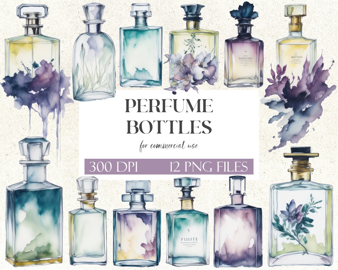 Watercolor Perfume Bottles Clipart Pack | Enchanting Elixirs | Fantasy ...