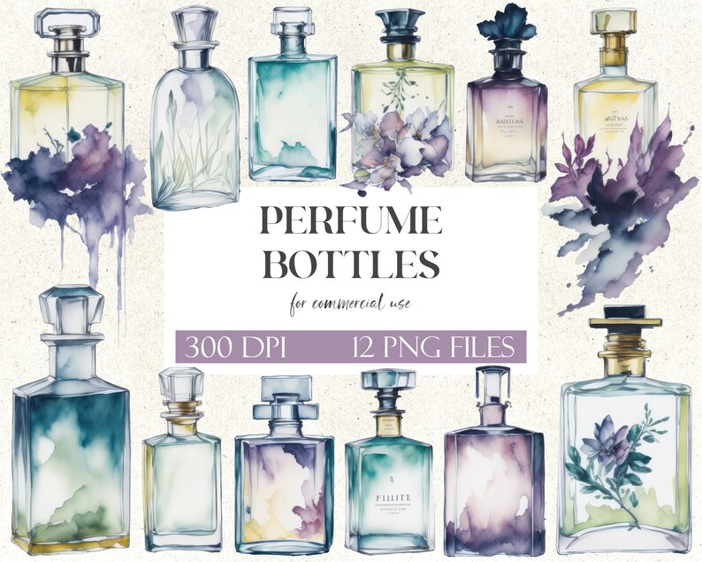Watercolor Perfume Bottles Clipart Pack Enchanting Elixirs - Etsy