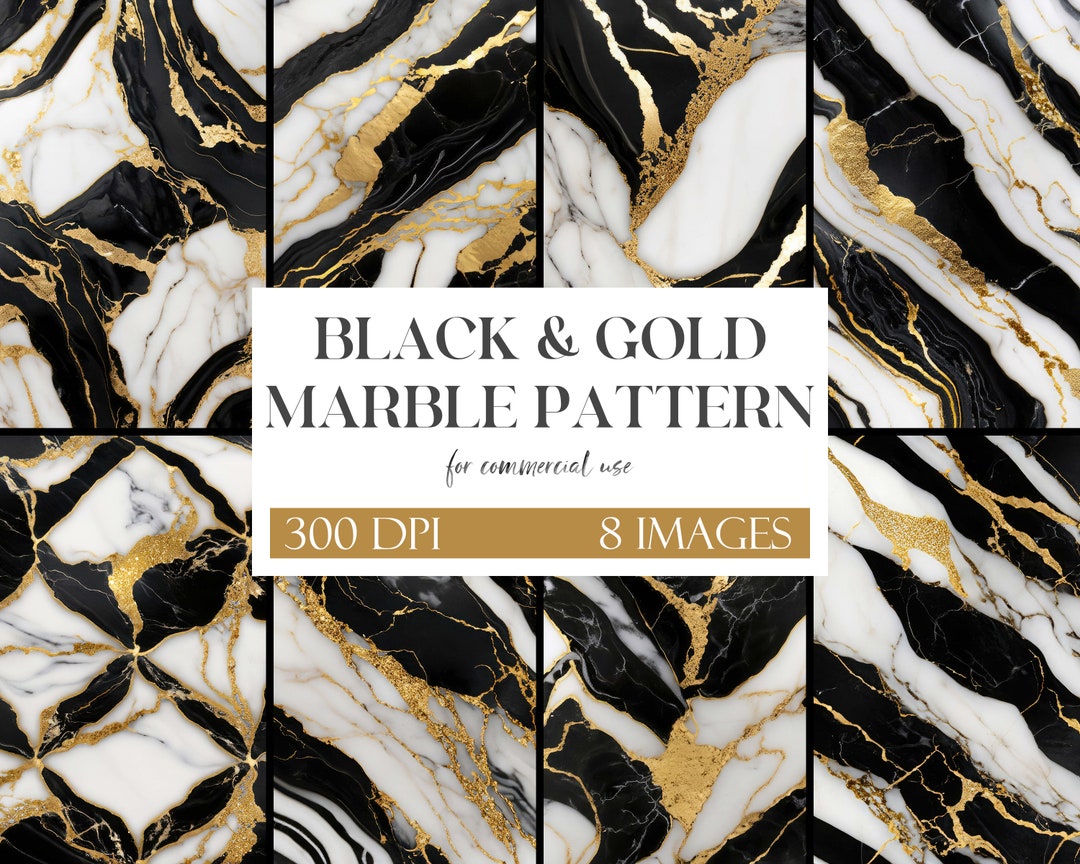 Black and Gold Marble Digital Paper | Printable Texture | Digital ...