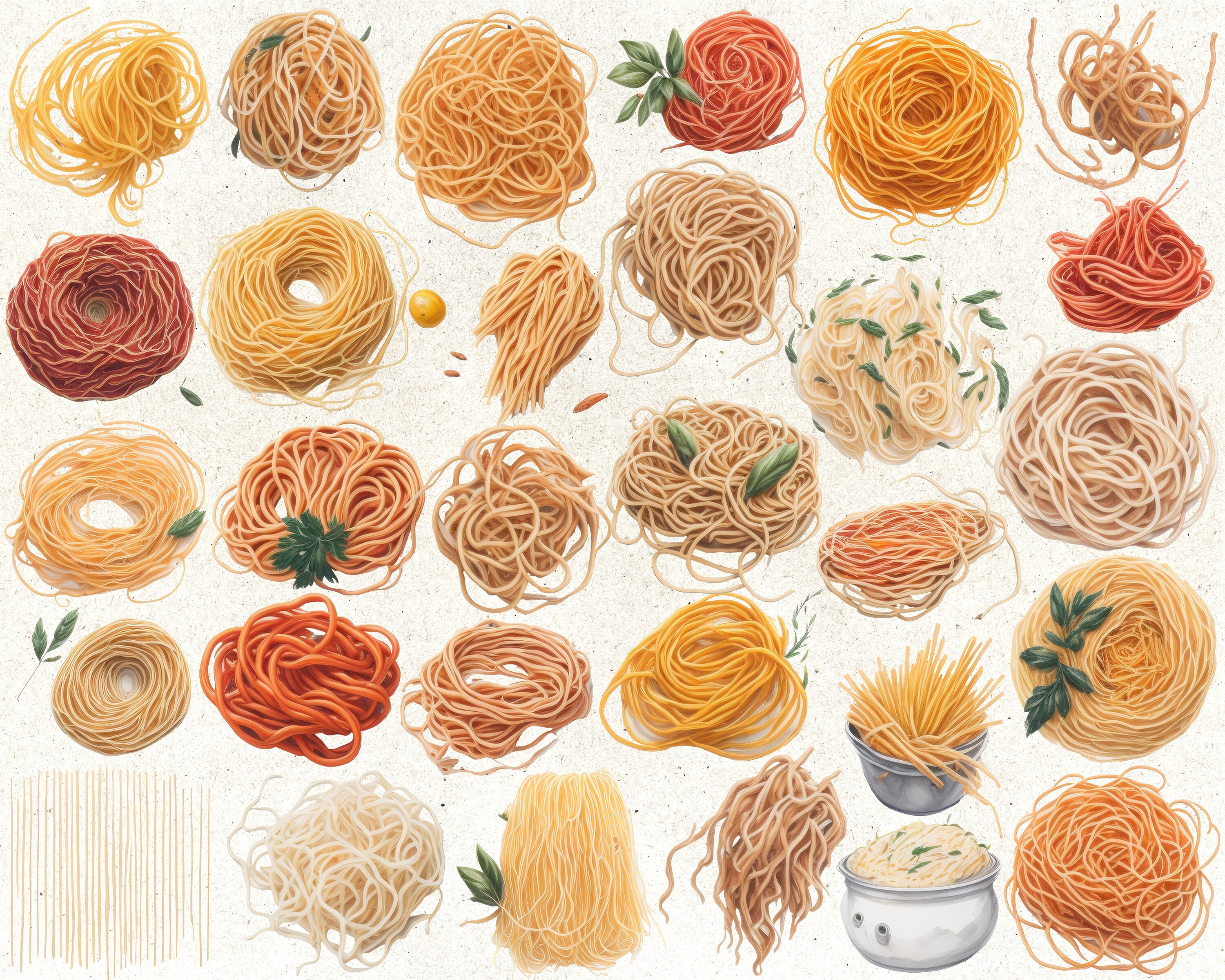 Watercolor Spaghetti Clipart Pack | Creative Food Art Prints | Pasta ...