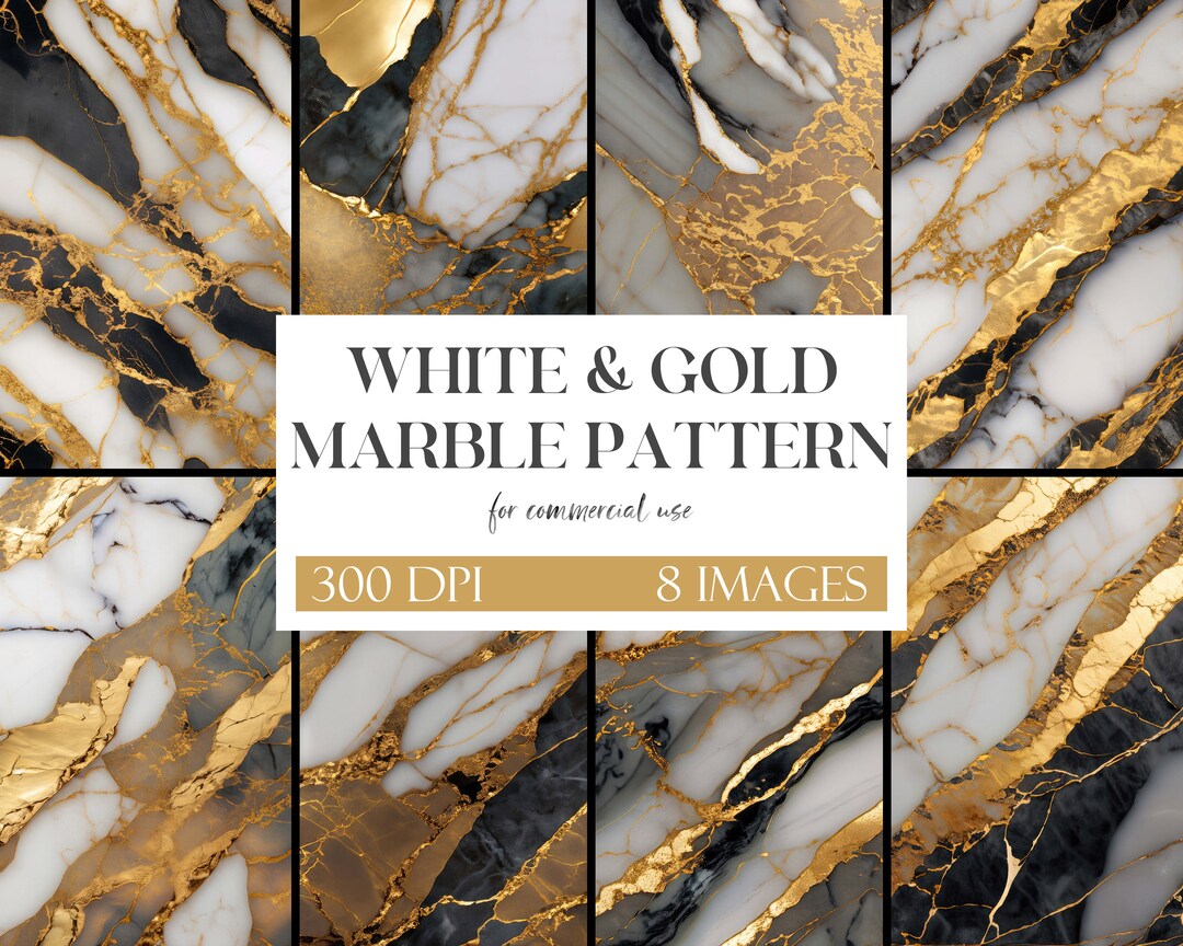 White & Gold Marble Digital Paper | Printable Texture | Digital ...