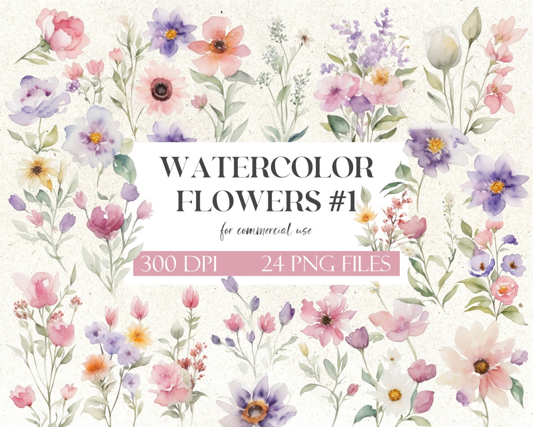 Whimsical Blooms | Digital Watercolor Flowers Clipart | Floral ...