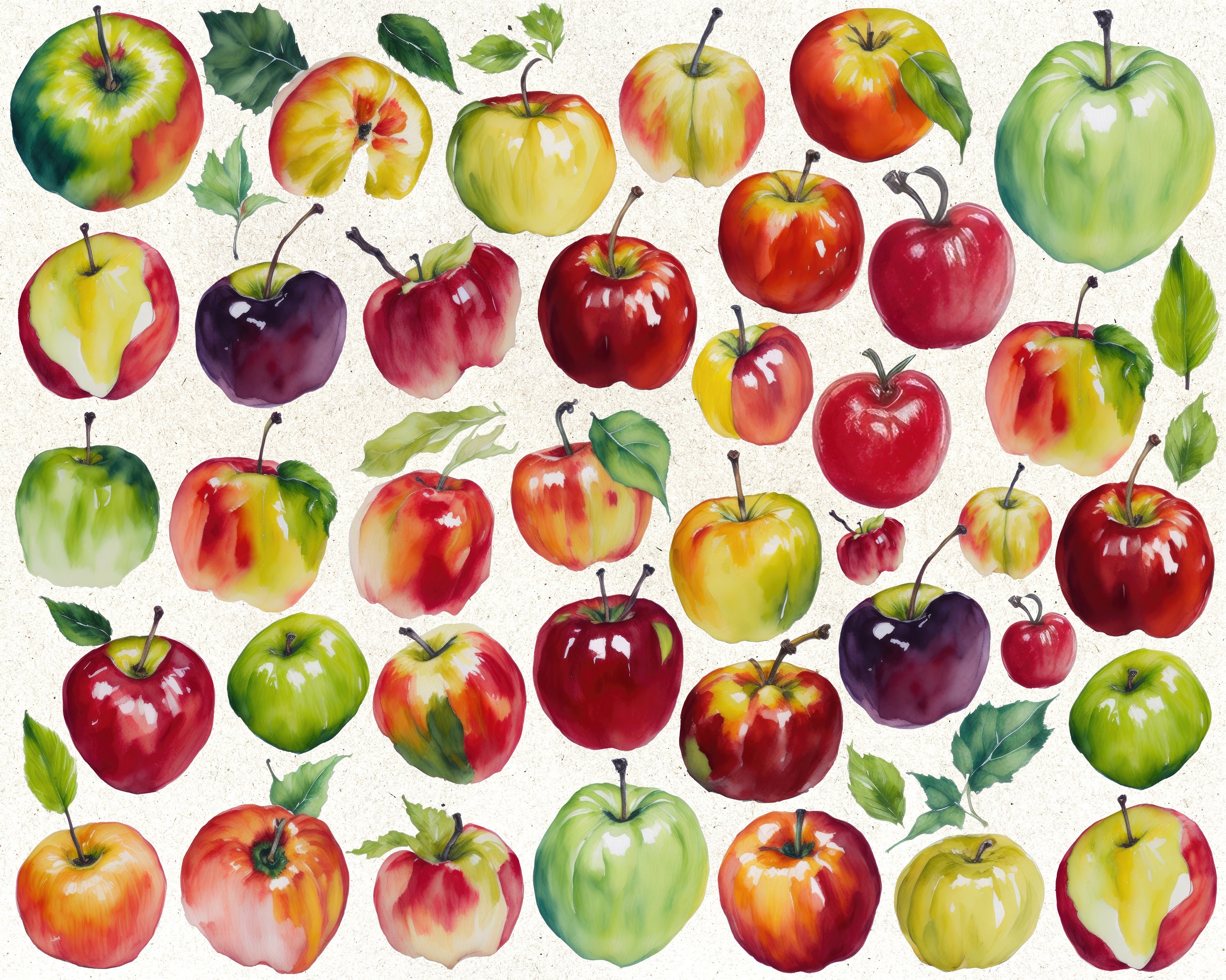 Watercolor Apples Clipart Pack | Cute Digital Graphics for Crafts and ...
