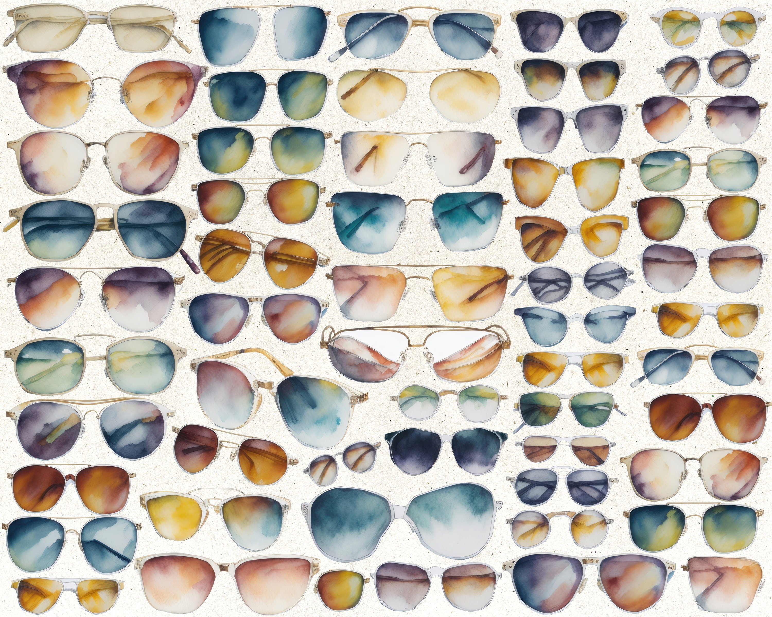Watercolor Sunglasses Clipart Pack | Creative Summer Graphics | Digital ...