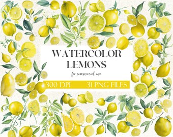 Watercolor Pink Lemonade Party Clip Art Lemonade and Lemons - Etsy