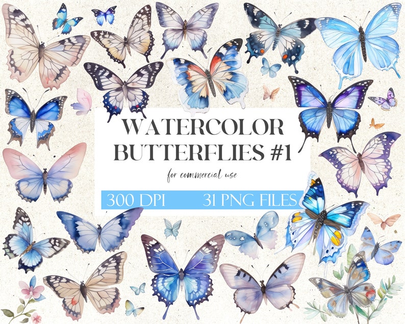Butterfly Watercolor Clipart Pack Enchanting Flutterfly Delights for ...