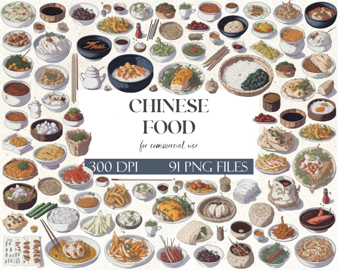 Chinese Food Drawings Clipart Pack Digital Art for Food Lovers Chinese ...